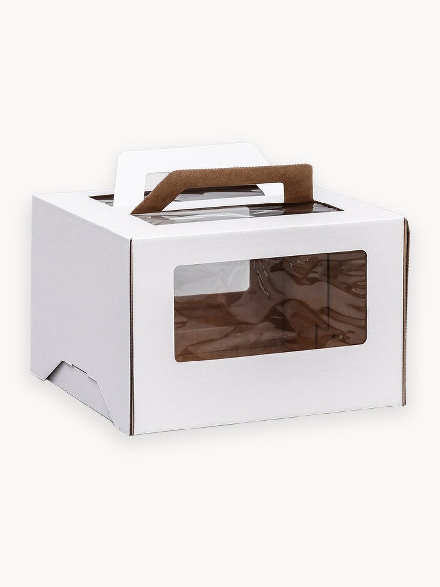 Коробка подарочная Upak Land, с ручками и смотровыми окошками, для торта, картон