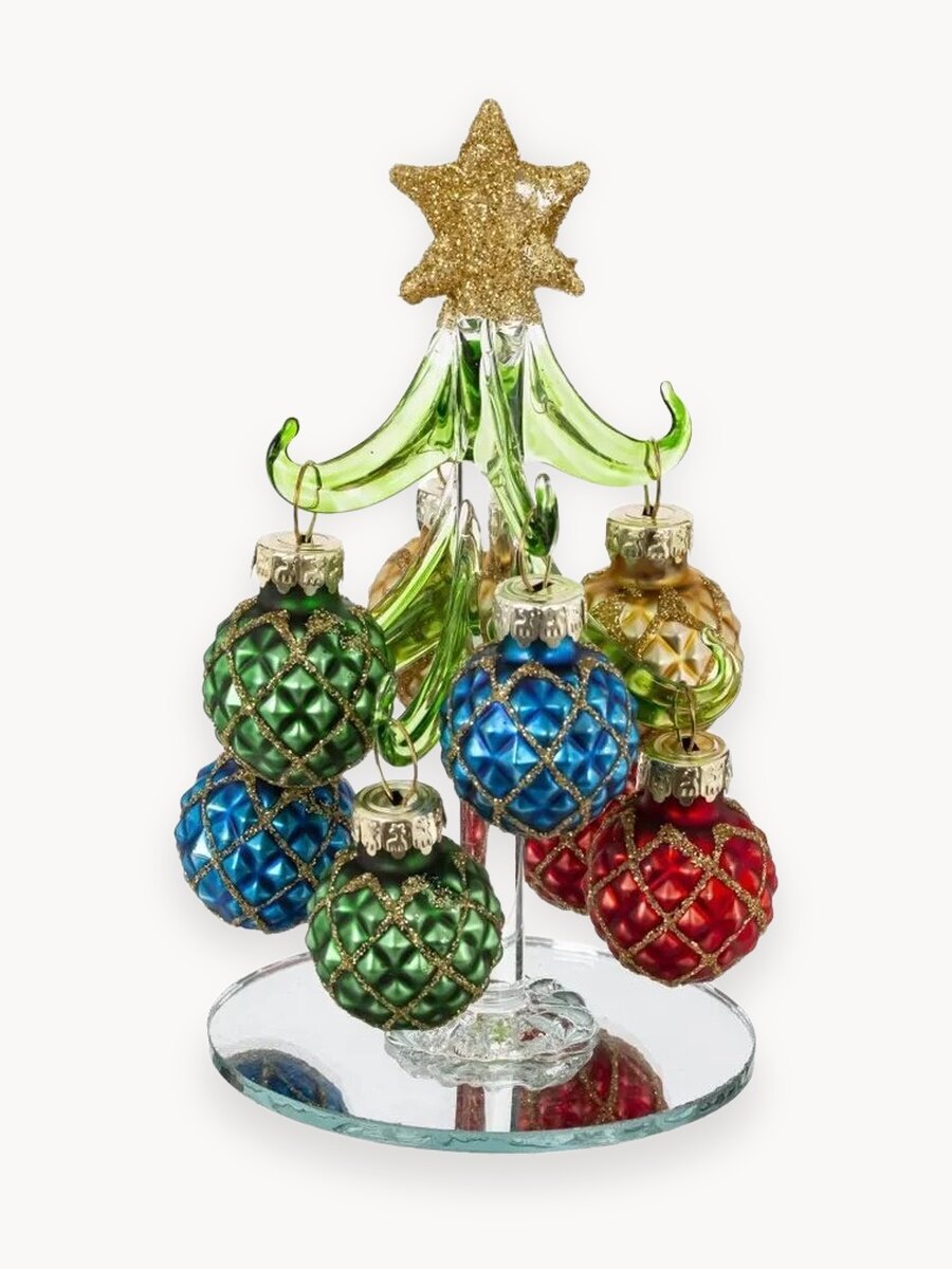 TATA_HOME Декоративная стеклянная елка 13 см