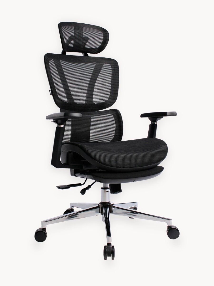 Кресло компьютерное офисное игровое на колесиках для взрослого/школьника, синхромеханизм, подножка, сетка, черное, Brabix Premium, 532947