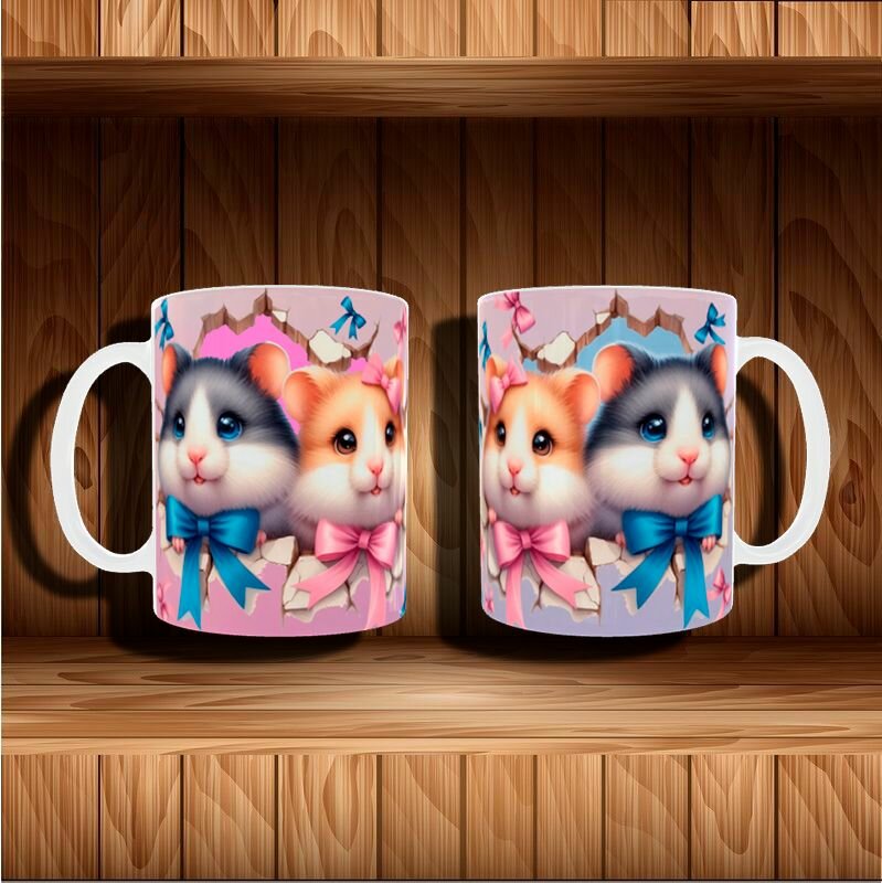 Кружка с принтом "Хомячки 02" 330мл.