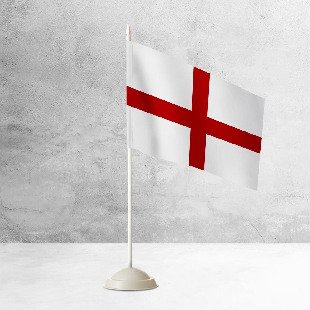 Настольный флаг Англии на пластиковой белой подставке