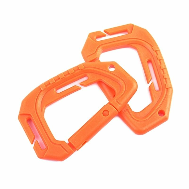 (2 шт.) Тактический пластиковый D-образный карабин для активного отдыха - оранжевый