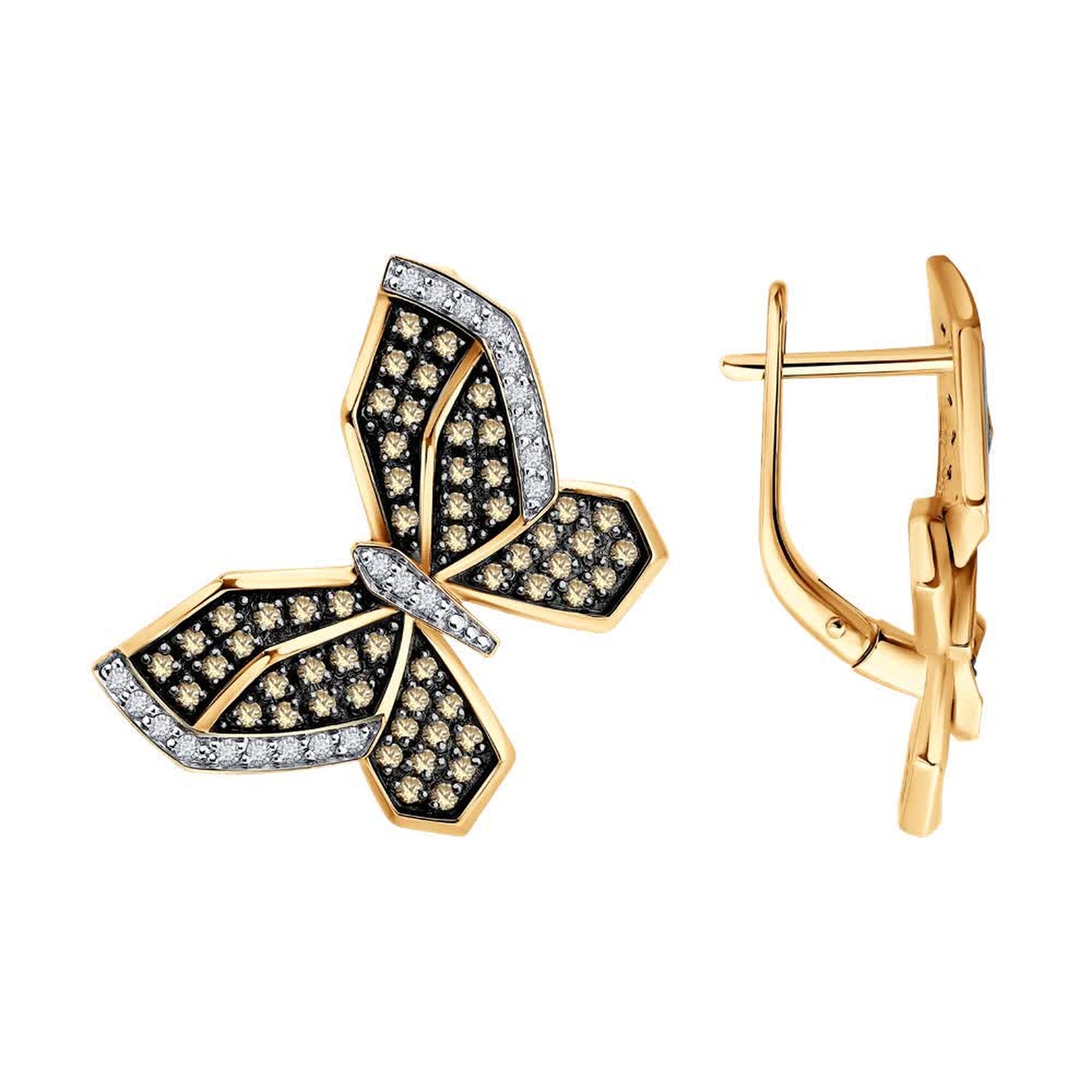 Серьги, красное золото, 585 проба, бриллиант