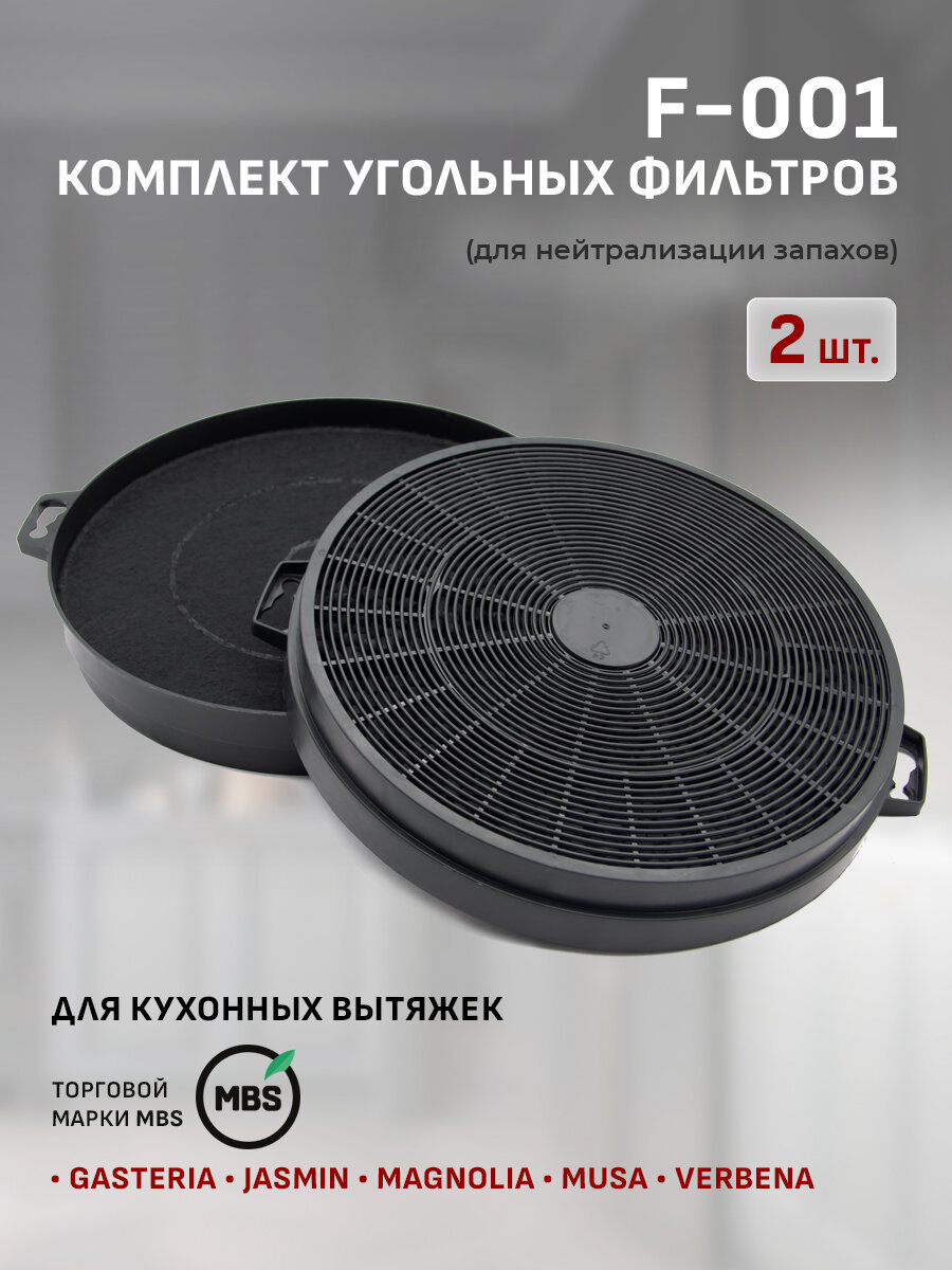 F-001 Комплект угольных фильтров для FALMEC и MBS: GASTERIA/JASM