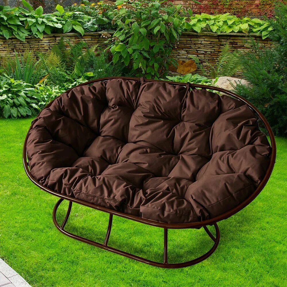 Диван мамасан без ротанга коричневый, коричневая подушка