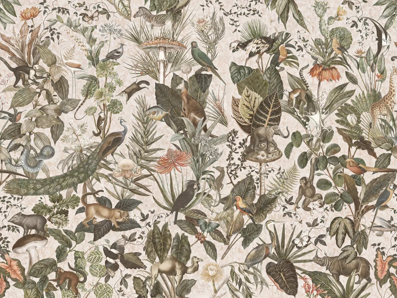 Шелковые обои BeibehangТемные ботанические обои Pixel&Wall, Non-Woven Wallpaper, 50cm x 300cm