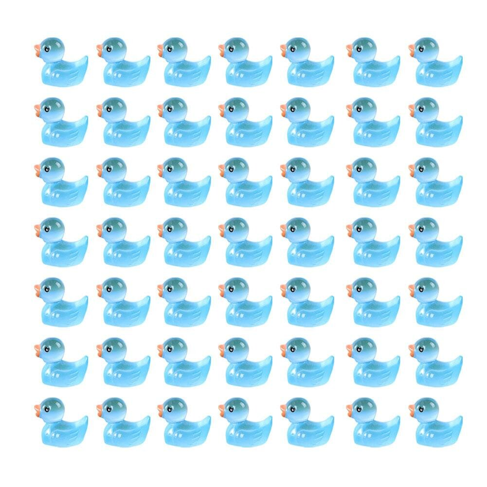 50 миниатюрных флуоресцентных желтых фигурок уток для украшения ландшафта, смоляные фигурки уток, ручная работа, E6K3, крошечные