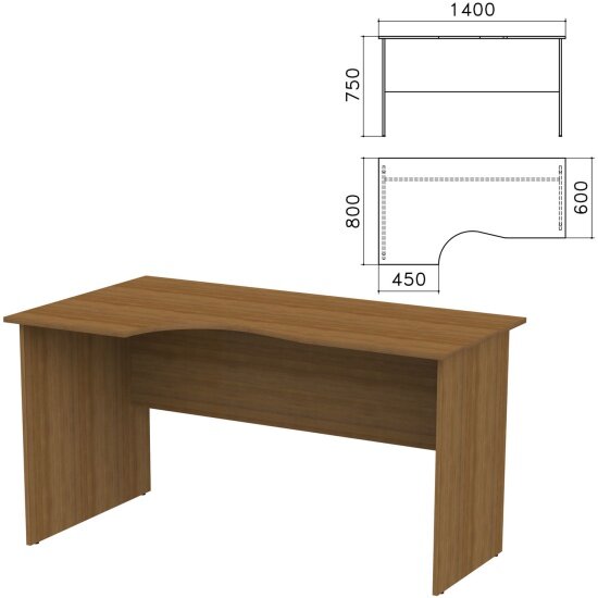 Стол письменный эргономичный Канц , 1400х800х750 мм, левый, цвет орех пирамидальный, СК36.9