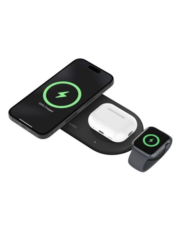 Беспроводная зарядная станция Belkin BoostCharge Pro 15W 3-in-1 Magnetic Charging Pad Black черный WIZ022qcBK
