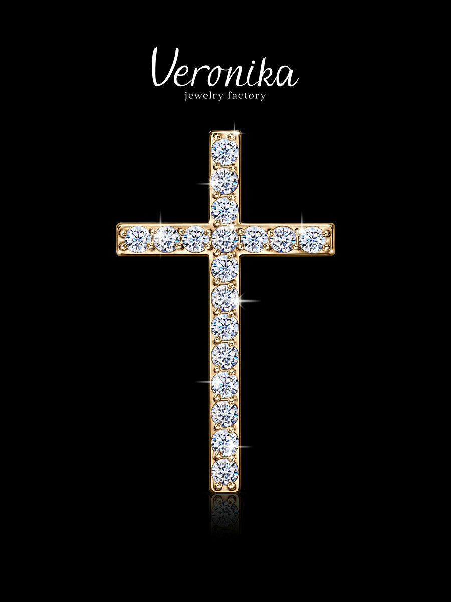 Крестик, серебро, 925 проба, фианит