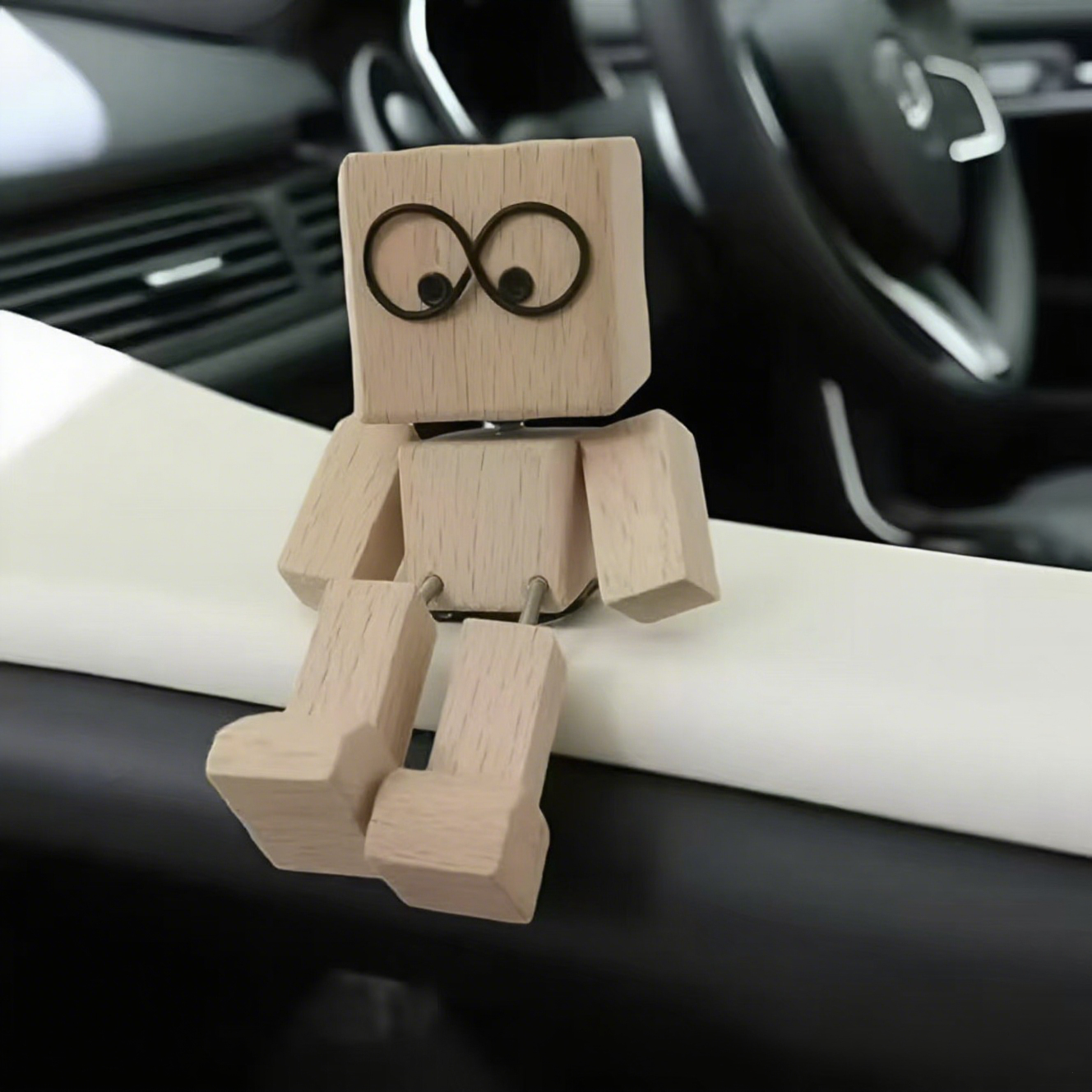 Качающийся деревянный человечек на для авто, ручная работа, 12 сменных лиц, декор для dashboard и стола