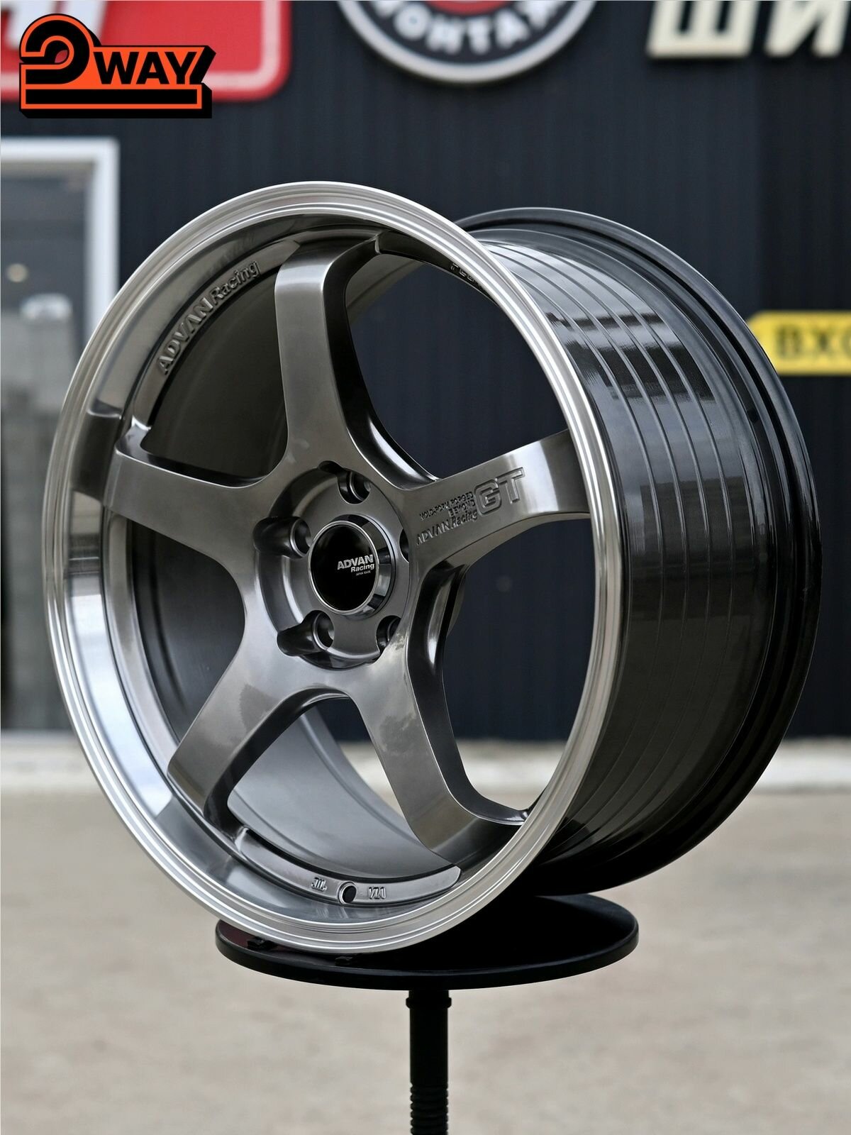 Литой диск Taigiro Advan GT, R18, 8.5J, ET36, 5x112, легкий сплав, темный хром