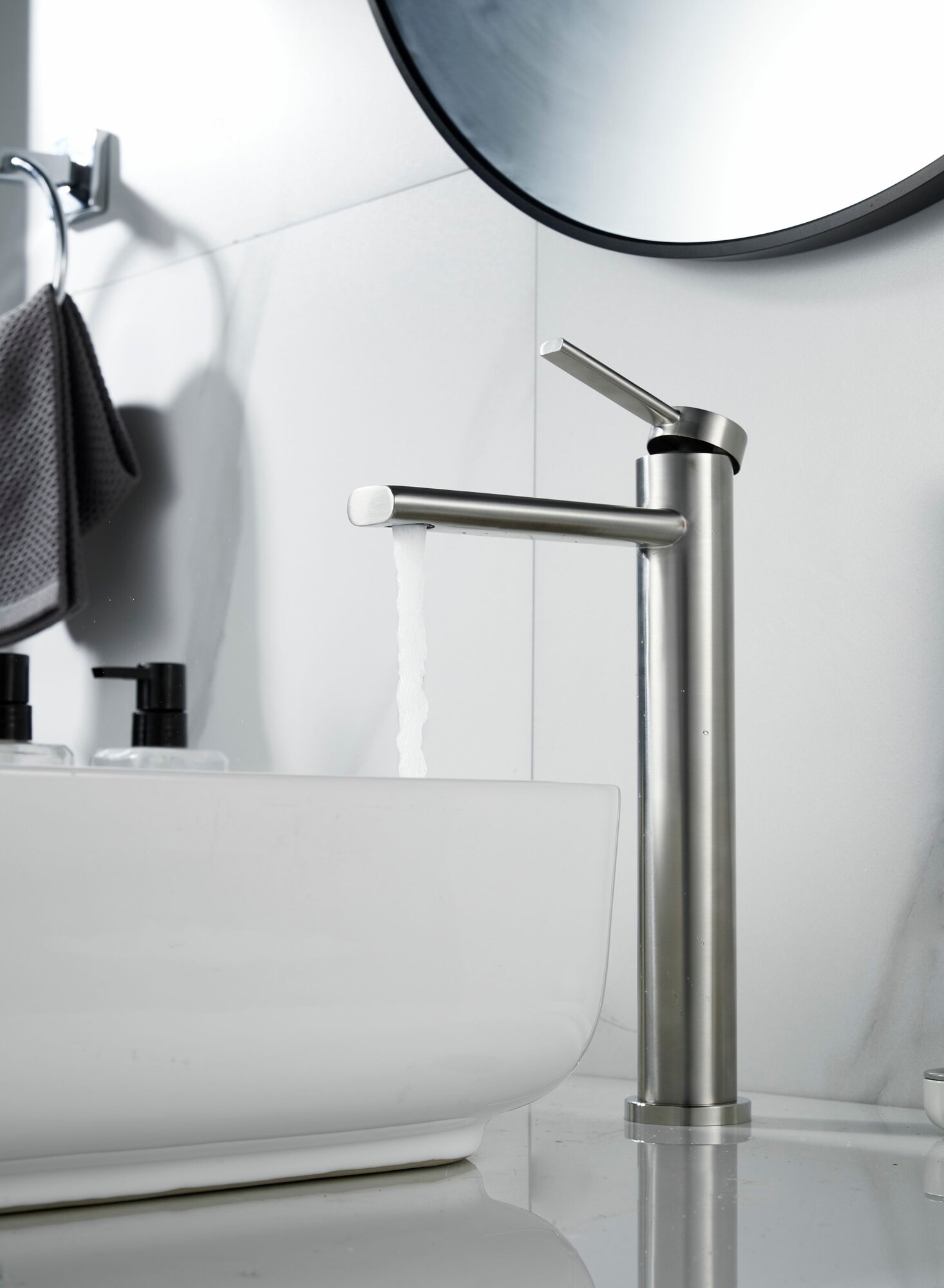 Смеситель OUTE, для накладной раковины, нержавеющая сталь, матовый хром