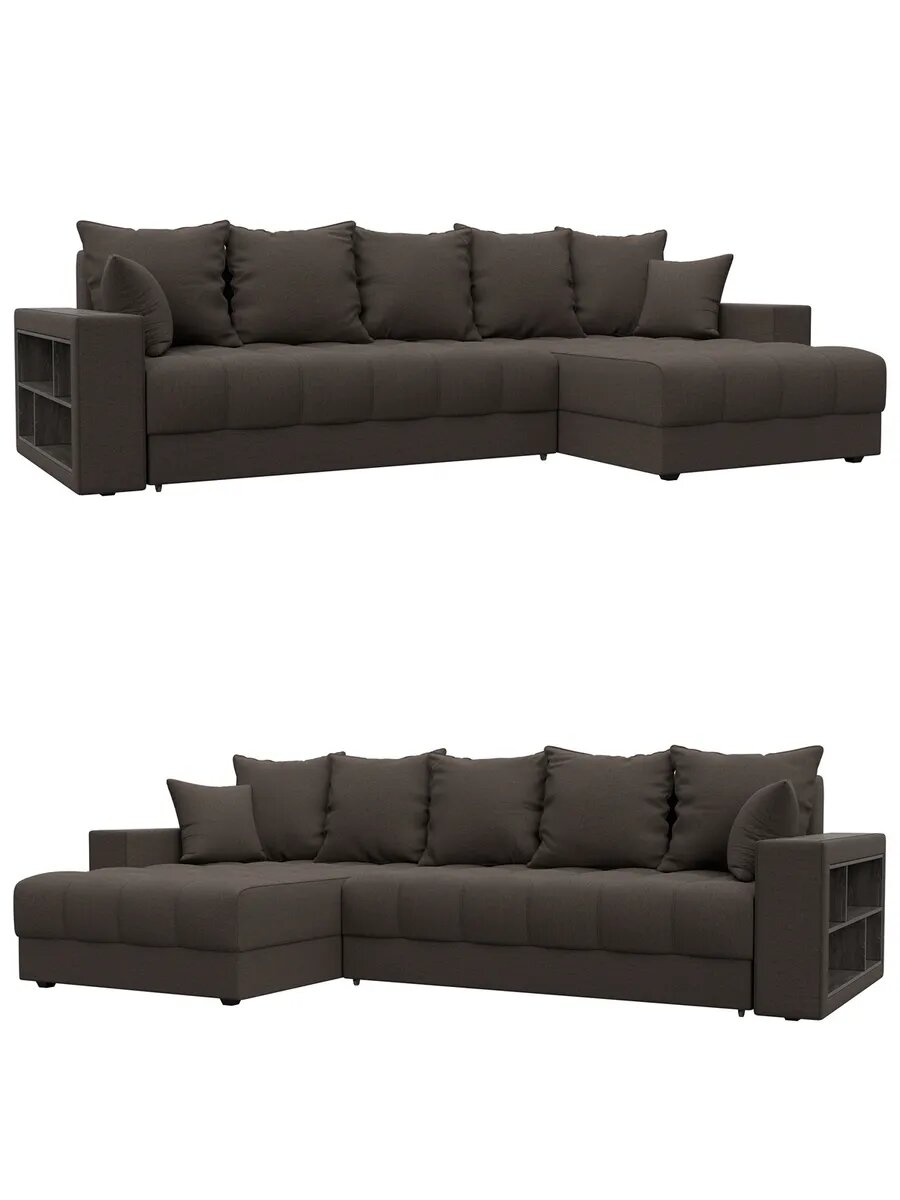 Угловой диван Нью-Йорк, 281х91х163 см, спальное место 145х238 см, с ящиком для белья, универсальный угол, рогожка