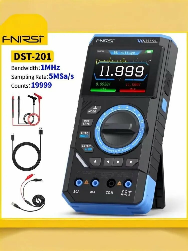 FNIRSI DST-201 — Компактный многофункциональный измерительный прибор1 "три в одном", полоса пропускания 1 МГц, частота дискретизации 5 МС