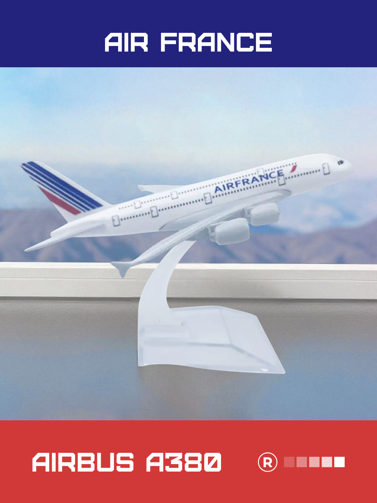 Металлическая модель самолета Airbus A380 Air France, масштаб 1:400