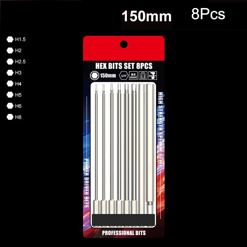 Набор бит шестигранных 8pcs-150mm