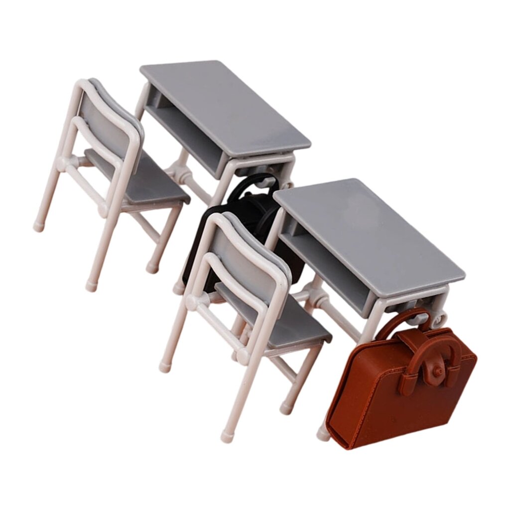 Миниатюрная Модель Школьного Стола И Сумки Для Кукольных Домиков Сцена Демонстрация Макета Класса Образовательный Дисплей Аксессуар