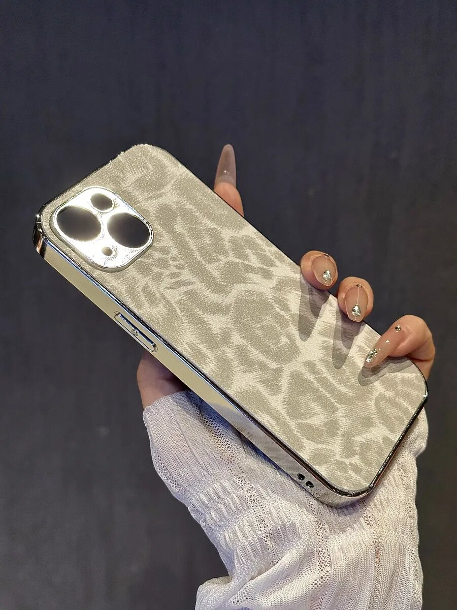 Чехол О'Кейси, для iPhone 15, с принтом, защита камеры, серый