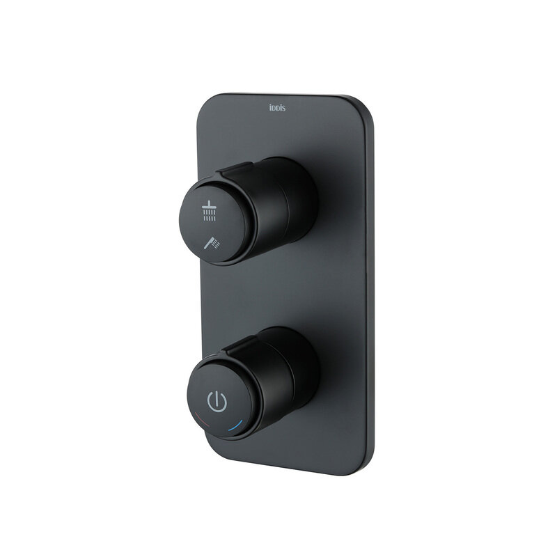 Встраиваемая душевая система с полочкой Iddis Slide со смесителем Push control и лейками Optima Home черный матовый