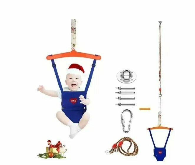 Прыгунки до 50кг синий, Прыжок + скакалка + кольцевой винт. Прыгающие дети.