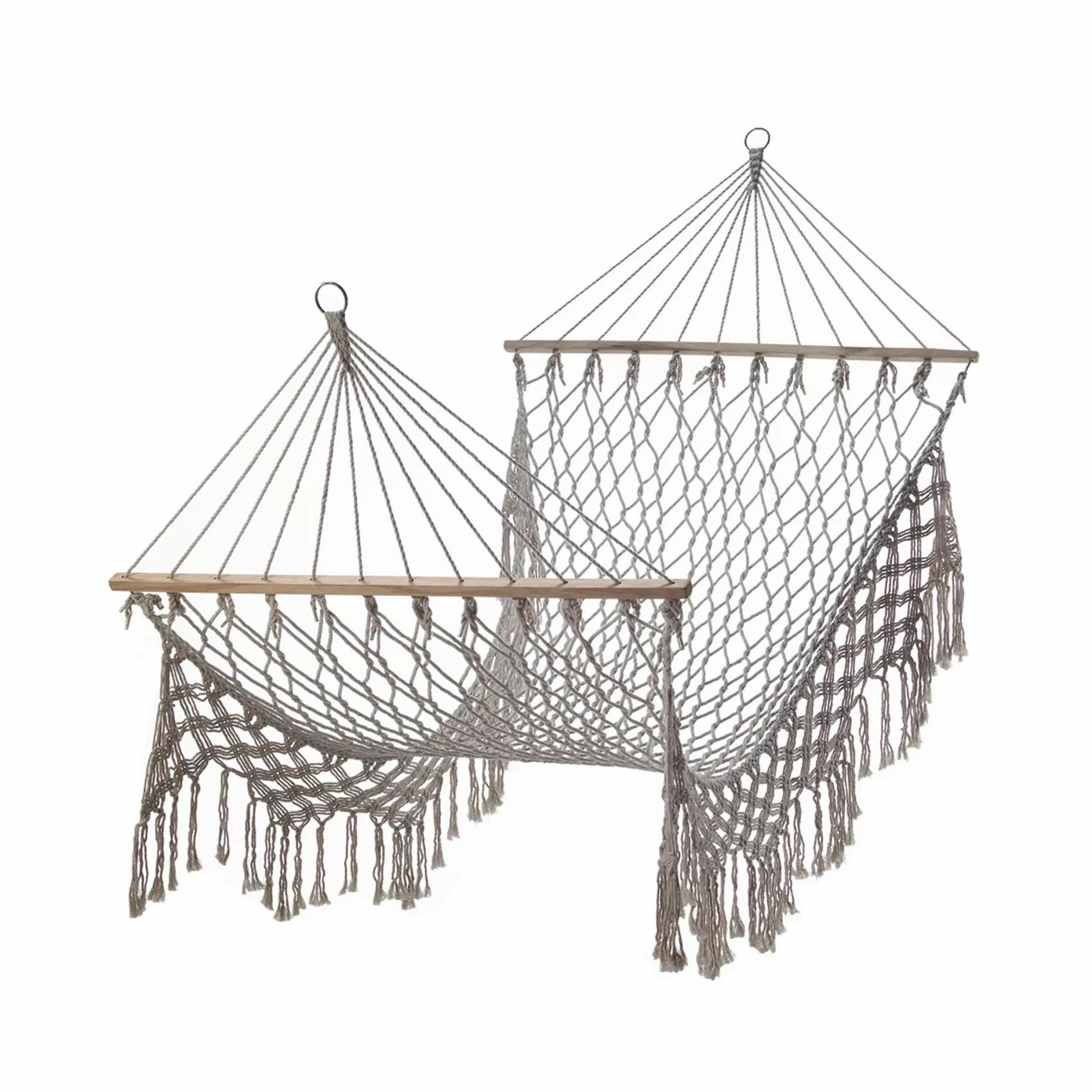 Гамак подвесной 260х80 сетка с бахромой, кресло качели подвесные для дачи и туризма