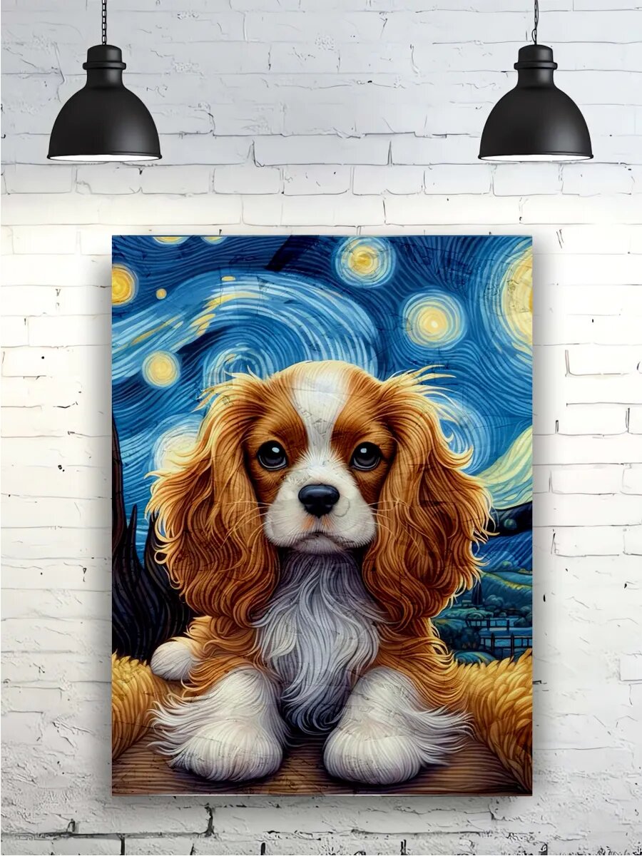 Картина на дереве OSB "Кавалер-кинг-чарльз-спаниель"