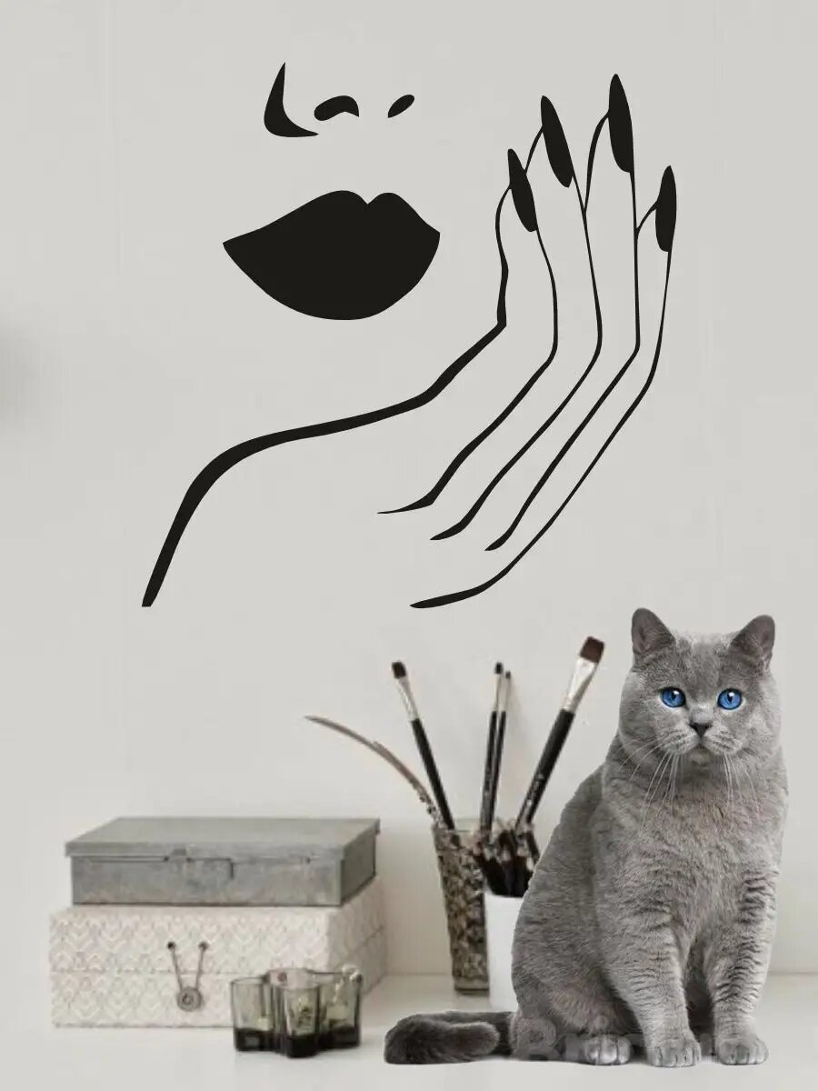 Наклейка на стену для декора интерьерная Женское лицо