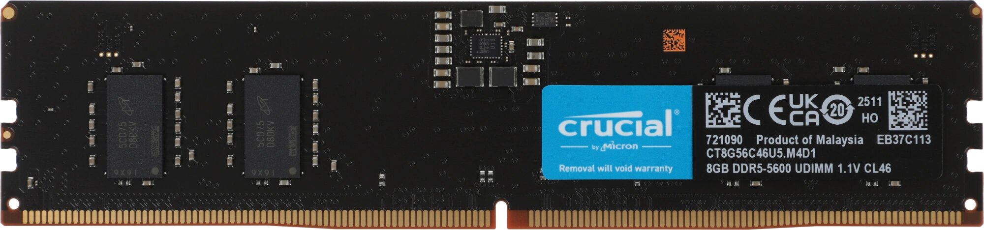 CT8G56C46U5 / Оперативная память Crucial CT8G56C46U5 DDR5 - 1x 8ГБ 5600МГц, DIMM, Ret