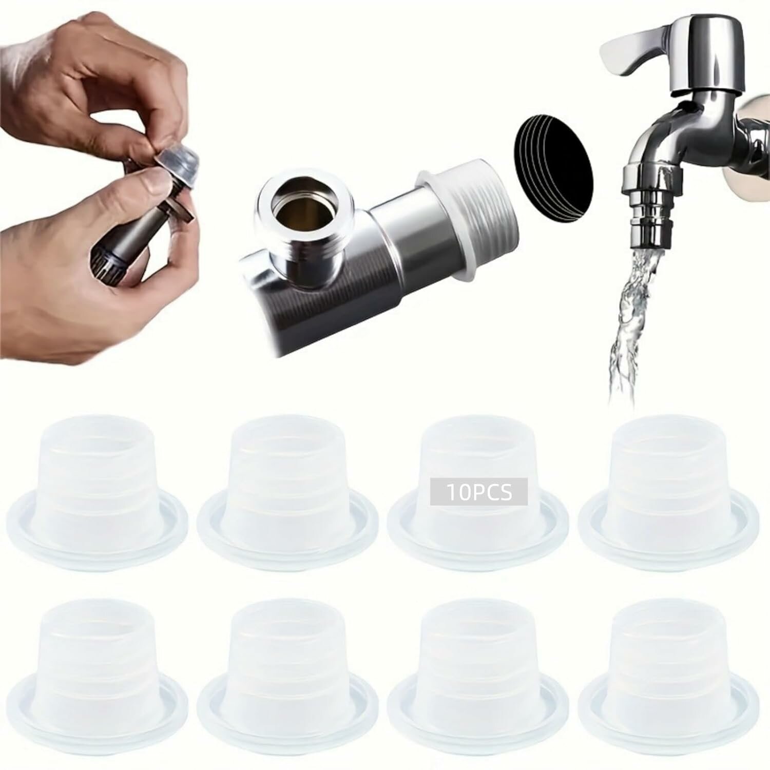 Силиконовые шайбы смесителя кран набор (0,62x0,51x0,98 дюйма) - белые, утечка с замены замены для сантехники - сильная уплотнение, тефлоновая лента не требуется