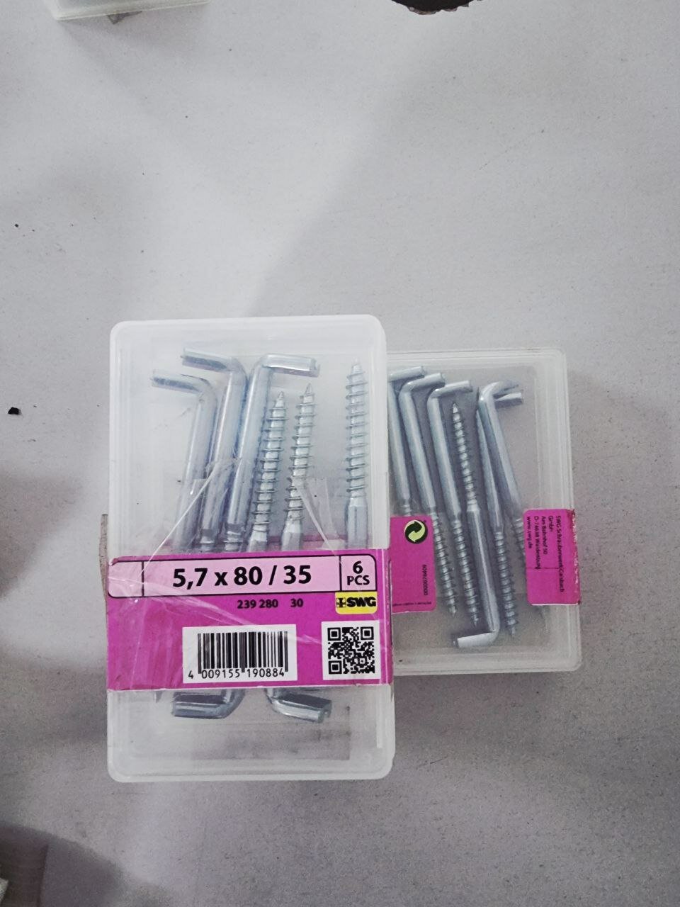 Шуруп крюк-костыль крепежный 5,7*80/35 (6 шт-1упк) SWG, Германия