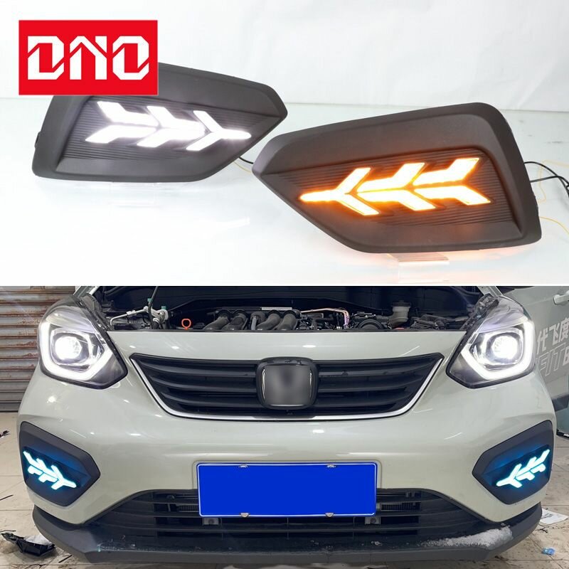 Хонда Jazz Fit 2021 Желтые рулевые Ночные синие дневные ходовые огни-.