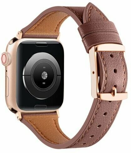 Кожаные узкие ремешки для часов с металлической пряжкой для iWatch Ultra Series 8 7 6 5 4 3 2 SE, коричневый,42mm,44mm,45mm,49mm