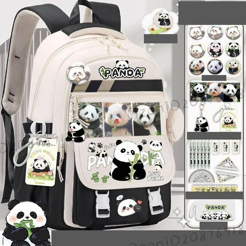 Детский студенческий рюкзак с изображением гигантской панды большой вместимости/защита позвоночника/полный учебный набор
