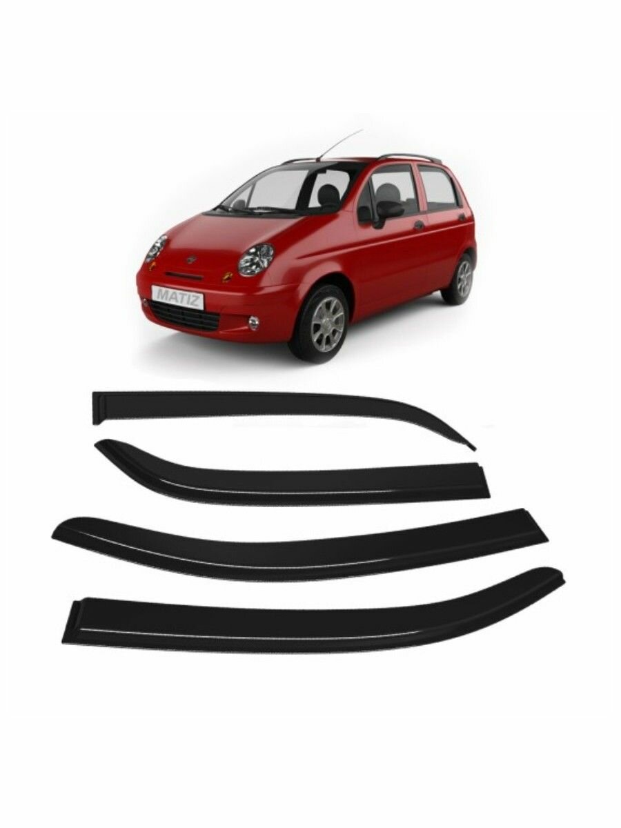 Дефлекторы неломающиеся 4 шт. для а/м Daewoo Matiz хетчбек, Voron Glass DEF00229