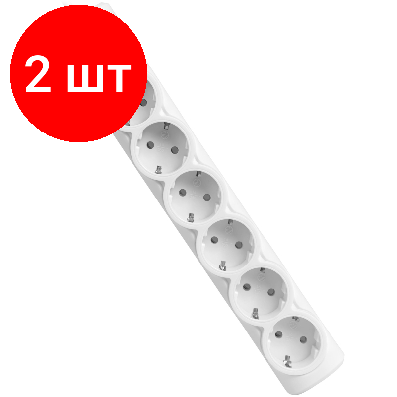 Комплект 2 штук, Сетевой фильтр Defender DFS 155 5 м, белый, 6 розеток(99493)