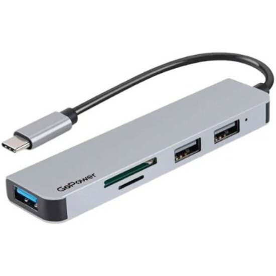Док-станция Type-C Gopower 5 в1 3USB/MicroSD/SD Type-C (m) USB3.0 (1/100) (GPH5-1)