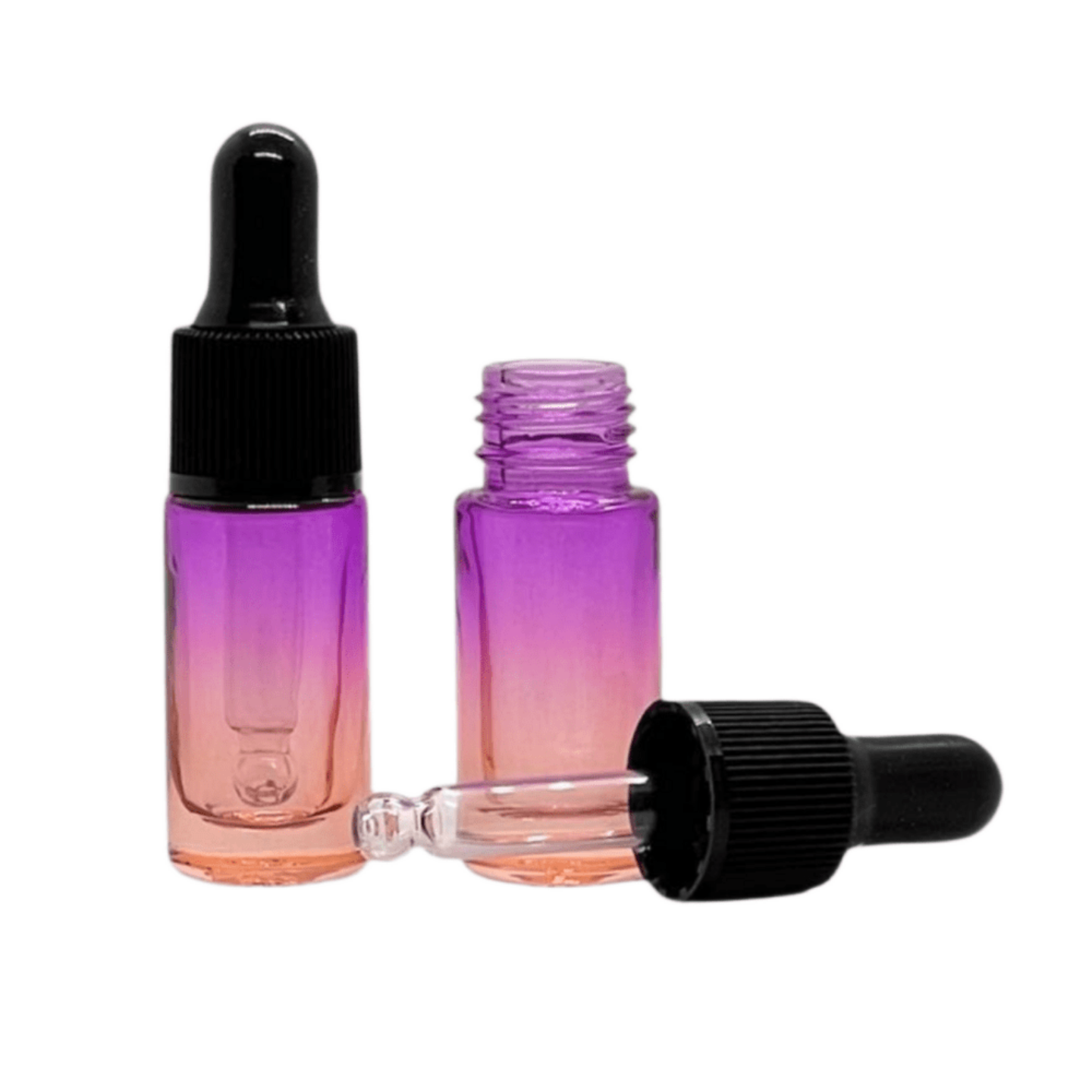 Набор пипеток для эфирных масел, флакон 5 мл, 5 штук, стекло градиент № 3, черная крышка, черная груша