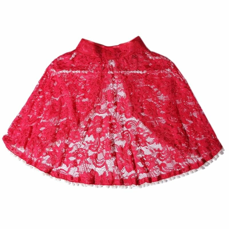 Кружевной плащ-Шаль-Винно-Красный