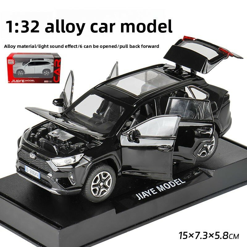 Toyota rav4 модель из алюминия для игрушек с легким звуком открытие 4 дверей black