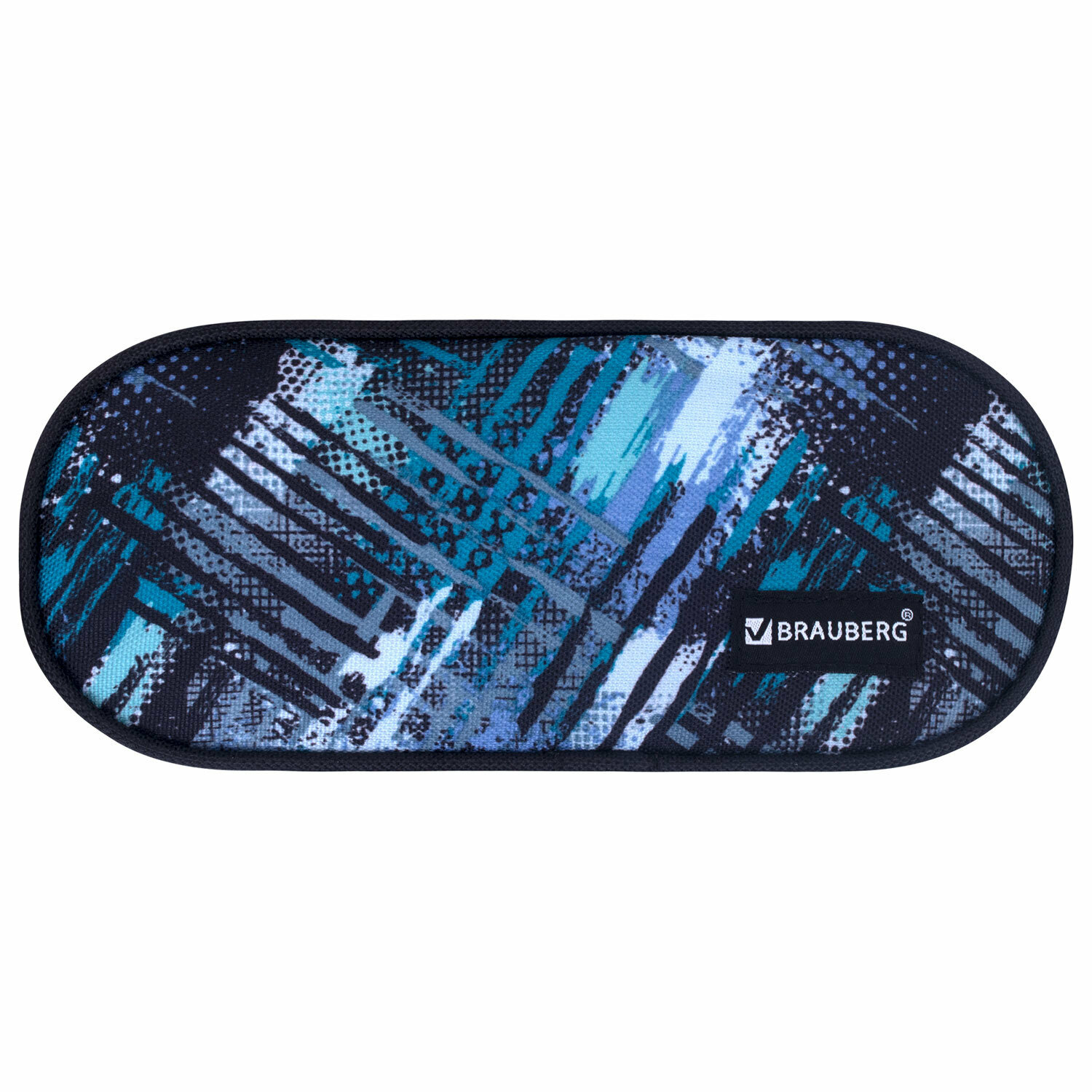 Упаковка 3 шт. Пенал-косметичка BRAUBERG овальный, полиэстер, "Lines", 22х9х5 см, 229273