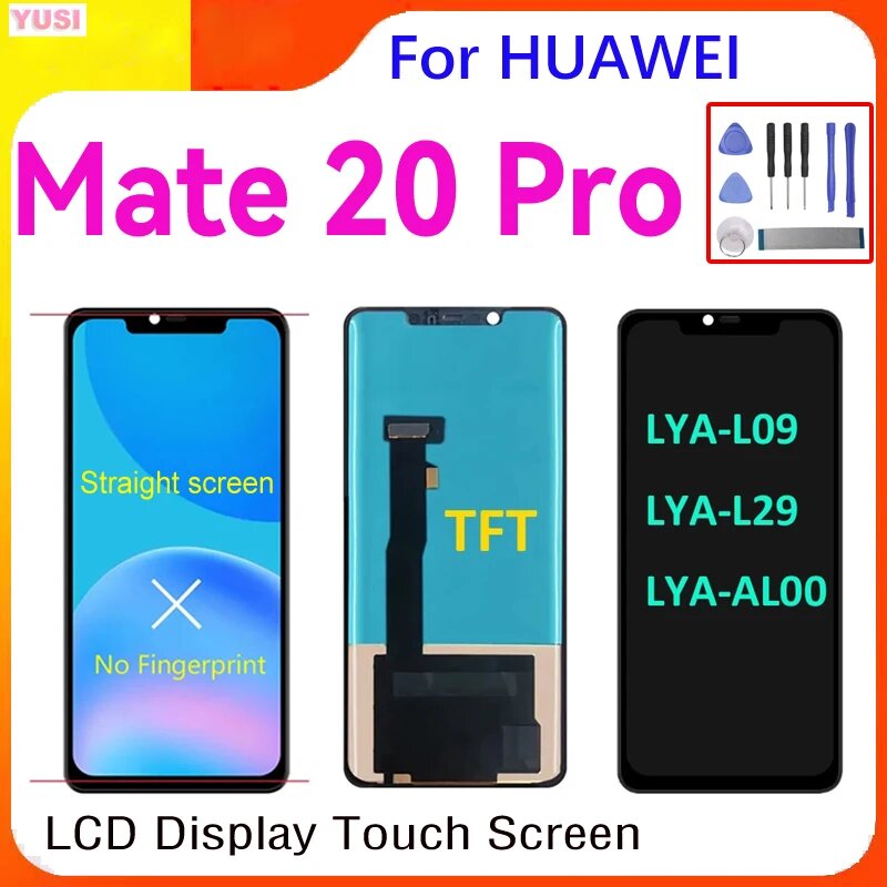 6,3 "TFT для Huawei Mate 20 Pro ЖК-дисплей с цифровым преобразователем сенсорного экрана в сборе для Huawei Mate20 Pro LYA-L09 LYA-L29 LYA-AL00 ЖК-дисплей