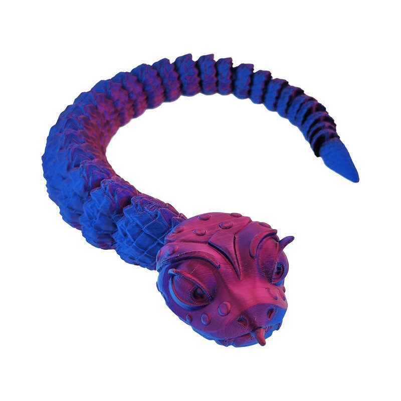 Фигурка змеи 3d печать с подвижным дизайном крафт коллекции и подарки красный синий 41см