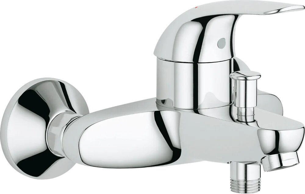 Смеситель для ванны с душем Grohe Euroeco 32743000 настенный, однорычажный, хром, глянцевый, латунный, без лейки, с керамическим картриджем