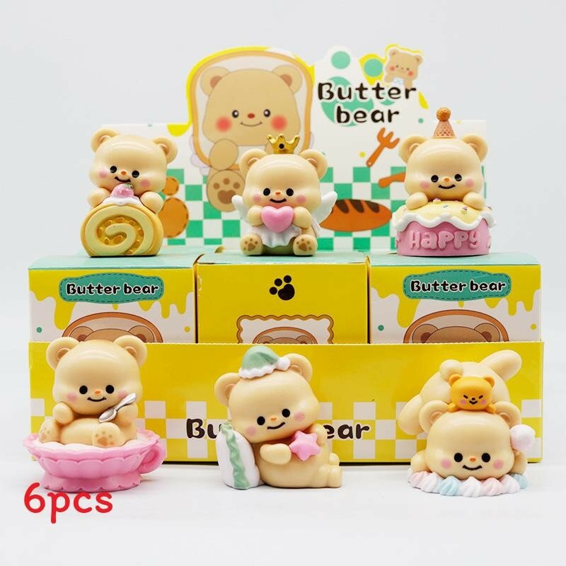 Butter bear pvc sweet style decor figurine for fans and gift enthusiasts cake roll bear box