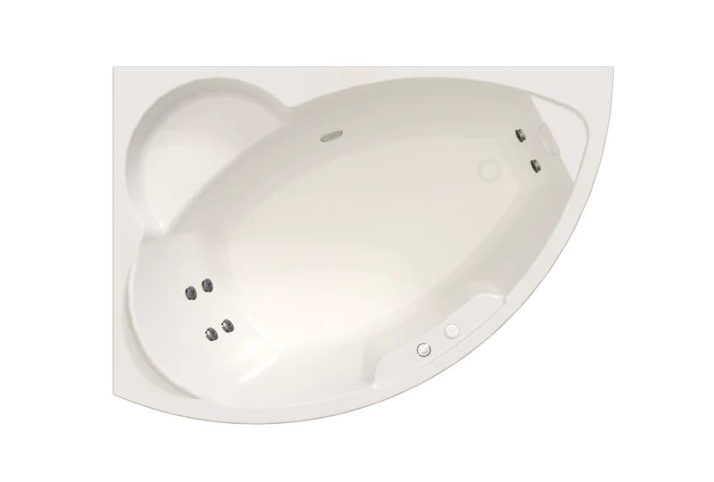 Акриловая ванна Radomir Алари Стандарт 168x120, с каркасом, с экраном, угловая, левая, пристенная, белая, глянцевая, асимметричная, с сиденьем, с гидромассажем, антискользящее покрытие