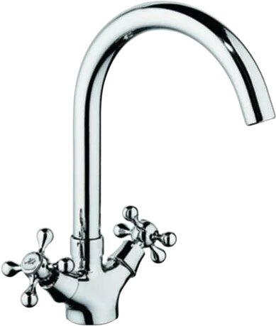 Смеситель для кухни D-lin D153810-E с поворотным изливом, хром, глянцевый, вентильный