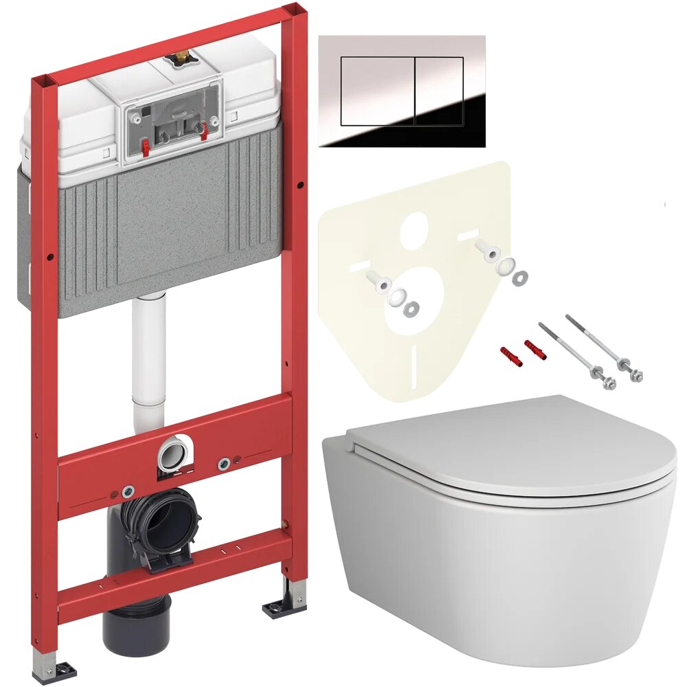 Комплект 2 в 1 Унитаз подвесной AM.PM Func C8F1700MWSC / Инсталляция с кнопкой TECE Now 9400412