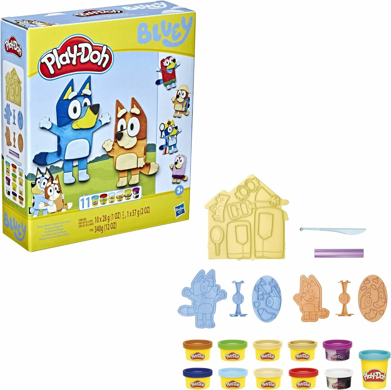 Игровой набор для лепки Play-Doh Bluey Make 'n Mash Costumes - Игровой набор Блюи и Бинго - Плей До F4374
