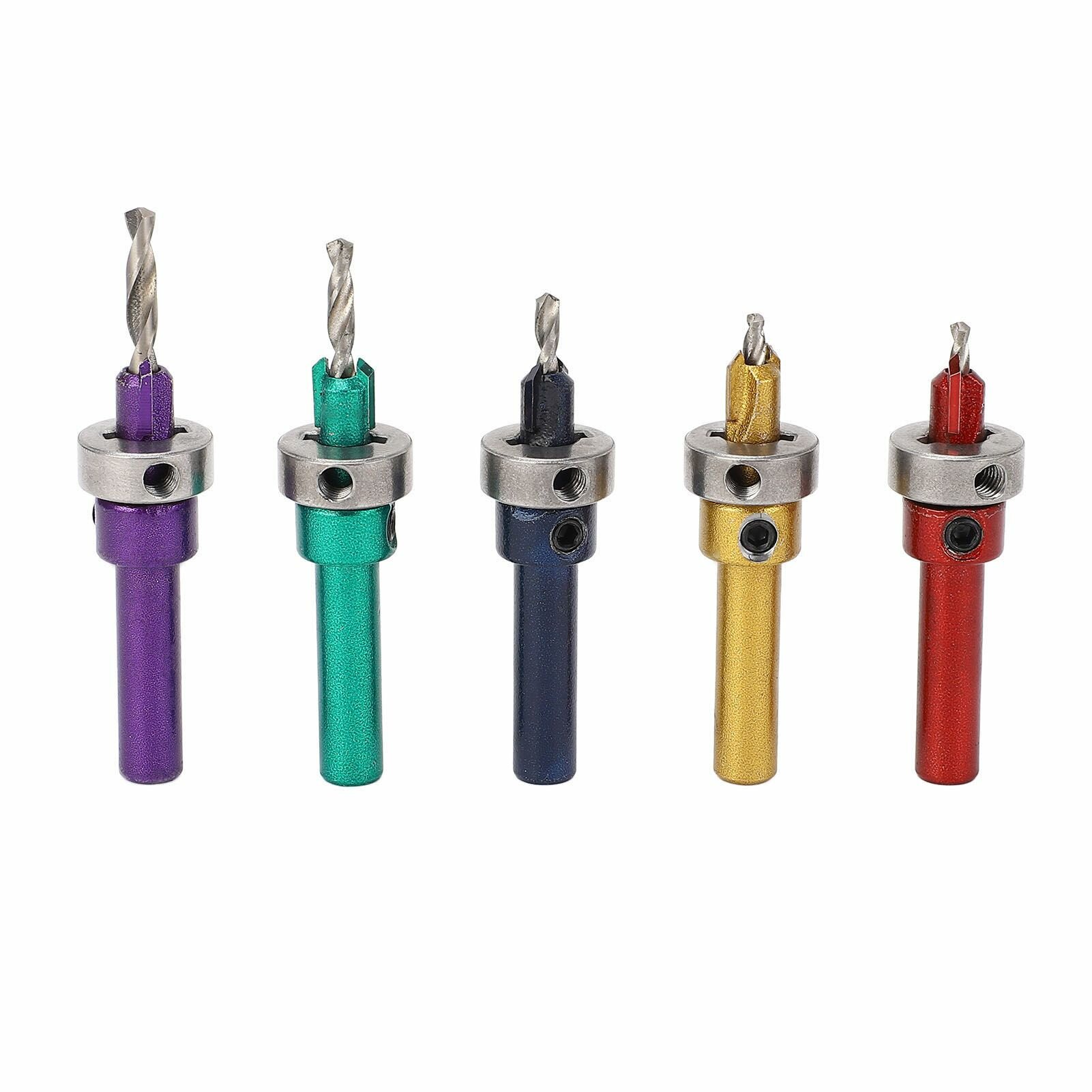 Набор из 5 сверл по дереву с зенковкой, регулируемые конические сверла по дереву 2,8 4,0 мм, 5 цветов